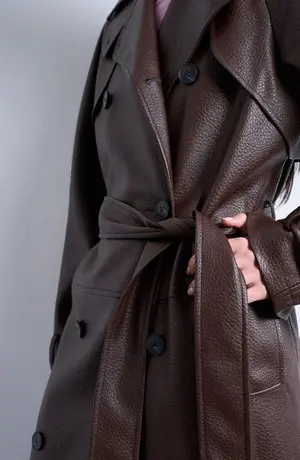 Topshop Pebble Faux Leather Trench Coat
