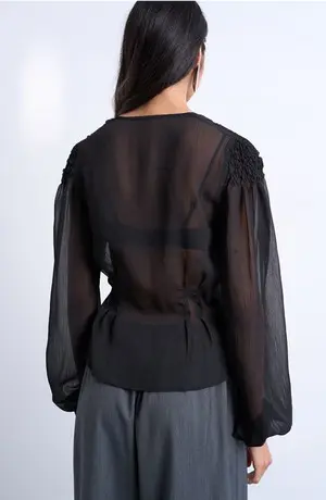 Topshop Sheer Peplum Top