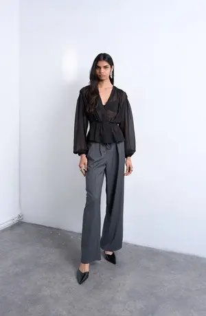 Topshop Sheer Peplum Top