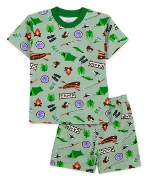 SARA’S PRINTS Loose Fit Classic Short Pajama 2-piece Set - Camping