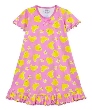 SARA’S PRINTS Short Sleeve Ruffle Nightgown - Hip Chick
