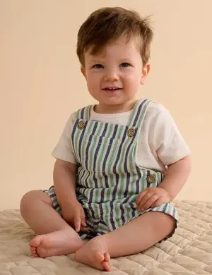 PUREBABY Striped Overalls