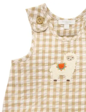 PUREBABY Gingham Llama Romper
