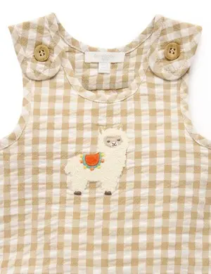 PUREBABY Gingham Llama Romper
