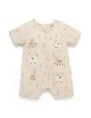 PUREBABY Llama Fiesta Short Romper - Cacti Print