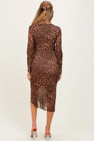 PINKBLUSH Leopard Print Mesh Maternity Dress