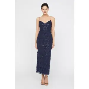 Theia Elsy Textured Tulle Beaded Sheath Dress