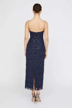 Theia Elsy Textured Tulle Beaded Sheath Dress