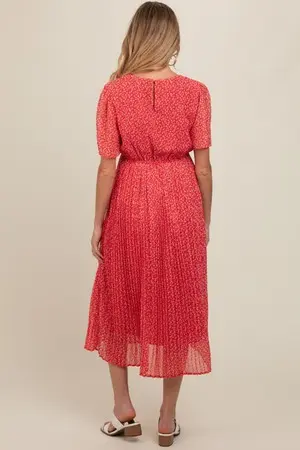 PINKBLUSH Floral Pleated Maternity Midi Dress