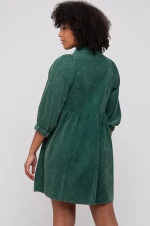 PINKBLUSH Corduroy Button-down Collared Shirt Dress