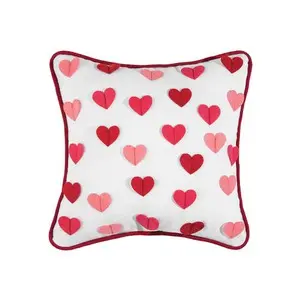 C&F HOME Heart Embroide Mini Valentine's Day Accent Pillow 10" X 10" - Red