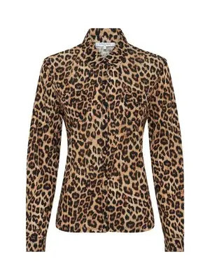 Gerard Darel Leopard Print Long Sleeve Shirt