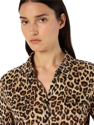 Gerard Darel Leopard Print Long Sleeve Shirt
