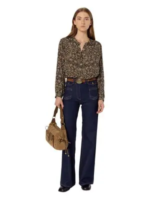 Gerard Darel Althea Printed Blouse - Medium Khaki