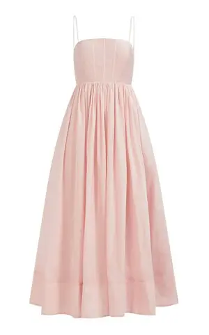 Aje Rosie Cotton-silk Midi Dress - Pink