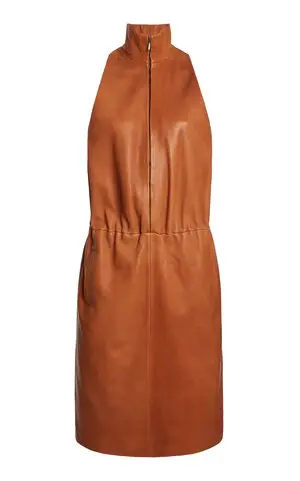 Christopher Esber Dannie Zipped Leather Dress - Tan