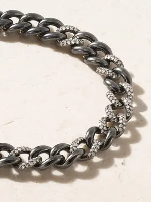 Shay 18-karat Blackened Gold, Ceramic And Diamond Link Bracelet