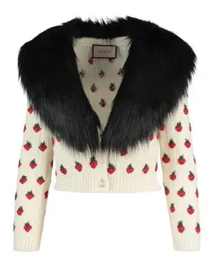 Gucci Strawberry Embroidered Sweater - White
