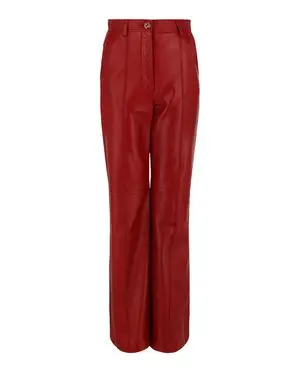 Gucci Leather Pleated Flare Pants