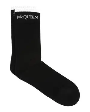 Alexander McQueen Foldover Signature Knit Socks - Black White