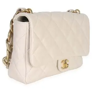 Chanel Quilted Lambskin Funky Town Flap Bag - Beige