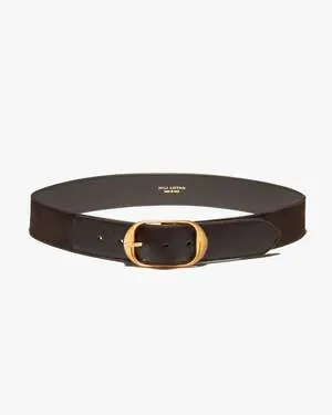 NILI LOTAN Suede Belt - Espresso W/ Antique Brass