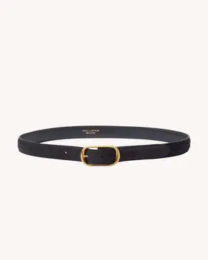 NILI LOTAN Reine Suede Belt - Black W/ Antique Brass