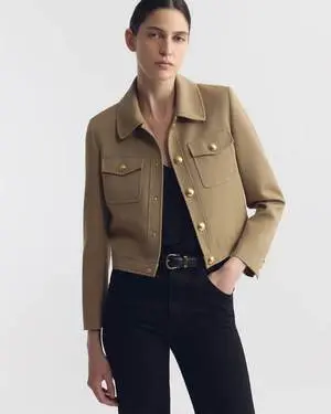 NILI LOTAN Edna Cropped Jacket - British Khaki