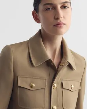 NILI LOTAN Edna Cropped Jacket - British Khaki