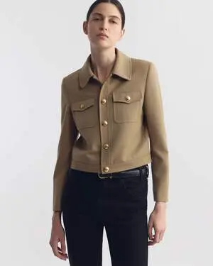 NILI LOTAN Edna Cropped Jacket - British Khaki