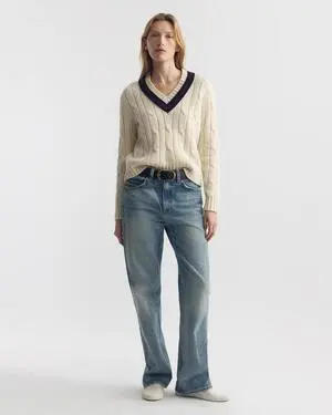 NILI LOTAN Fabiana Chunky Wool Cable-knit Sweater