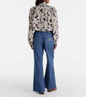 Valentino Garavani Cotton Chambray Wide-leg Pants