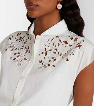 Valentino Garavani Guipure Lace-trimmed Cotton Midi Dress