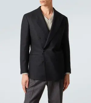 SAMAN AMEL Prince Of Wales Check Wool Flannel Blazer