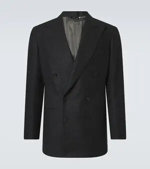 SAMAN AMEL Prince Of Wales Check Wool Flannel Blazer
