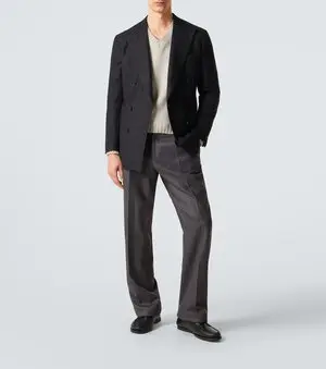 SAMAN AMEL Prince Of Wales Check Wool Flannel Blazer