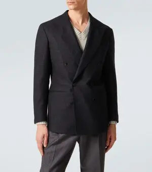 SAMAN AMEL Prince Of Wales Check Wool Flannel Blazer