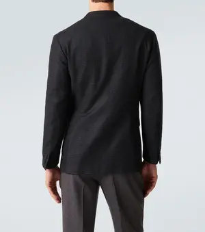 SAMAN AMEL Prince Of Wales Check Wool Flannel Blazer