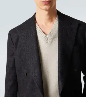 SAMAN AMEL Prince Of Wales Check Wool Flannel Blazer