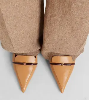 FERRAGAMO Bow-detail Leather Slingback Pumps - Beige