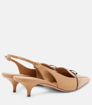FERRAGAMO Bow-detail Leather Slingback Pumps - Beige