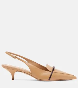 FERRAGAMO Bow-detail Leather Slingback Pumps - Beige