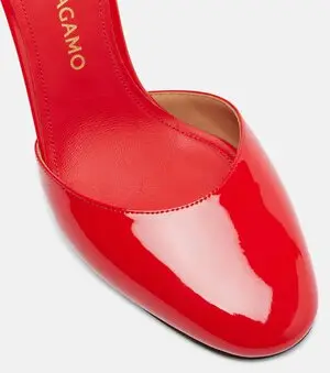 FERRAGAMO Patent Leather Ankle Strap Pumps - Red