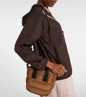 Moncler Caradoc Micro Suede Top-handle Bag - Brown