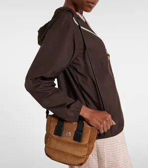 Moncler Caradoc Micro Suede Top Handle Bag - Brown