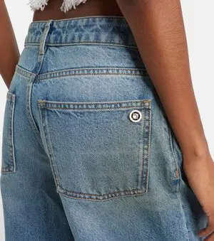 AREA Distressed Embellished Wide-leg Jeans - Blue