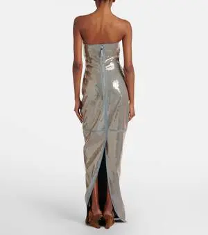 Rick Owens Prong Sequined Denim Gown - Silver