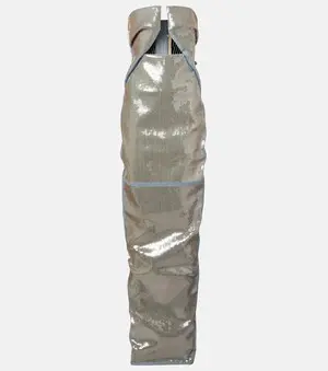 Rick Owens Rick Owens Prong Sequined Denim Gown Silver