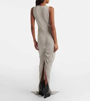 Rick Owens Gathered Jersey Maxi Dress - Grey
