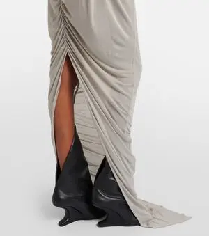 Rick Owens Gathered Jersey Maxi Dress - Grey